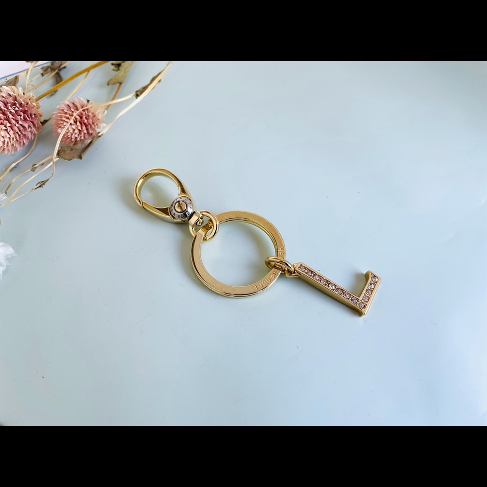 Henri Bendel Gold Crystals Pave Letter “L” Key Chain … - Gem